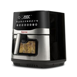 Girmi FG90 Hei&szlig;luftfritteuse Ecofrit Premium, 2200W, 9 L, Doppelheizung, Fenster, Antihaftbeh&auml;lter, Digitaldisplay, Auftaufunktion, Verz&ouml;gerter Start, BPA/P