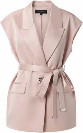 Pinko Pinko, Femme, Vestes, Rose, Taille: 36 FR Gilet Ceintur&eacute; en Satin