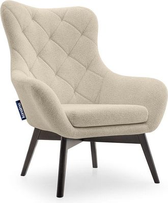 Konsimo Ramos Eleganter Sessel mit gepolsterter Rückenlehne auf Holzbeinen, beige - Konsimo