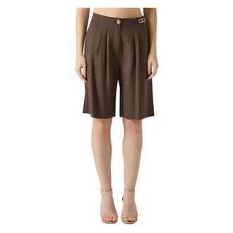 Just Cavalli Bermuda-Shorts aus Leinenmischung - - Shorts - Damen - Braun - XS