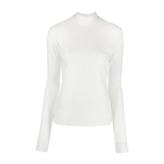 Karl Lagerfeld Langarmshirt mit Stehkragen und Struktur - - Tops - Damen - Wei&szlig; - L