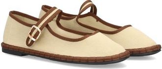 Shoes & Blues Ballerines plates pour femme, design imprim&eacute; uni avec passepoil en contraste, semelle souple et fermeture &agrave; boucle. Id&eacute;al pour le quotidien en mi-sais