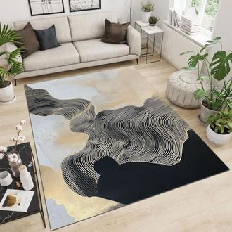 Generic Tapis Abstrait Formes Organiques Motif Tapis Imprimé 160 x 230 cm Antidérapant Tapis - pour Salon Chambre denfant Chambre de Gamer Sol décorer Blanc N
