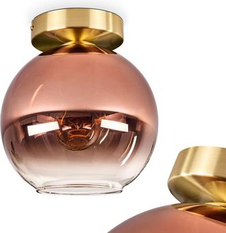 HOFSTEIN Deckenleuchte Koyoto, Deckenlampe aus Metall/Glas in Schwarz/Goldfarben/Kupferfarben/Klar, Leuchte im modernen Retro/Vintage-Design mit Schirm aus Gla