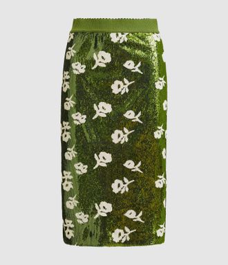 Essentiel Jupe Mi Longue Jorinda Vert Blanc