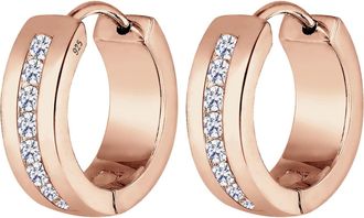 Elli Ohrringe Damen Basic Creolen Creole mit Zirkonia Steinen Kristalle in 925 Sterling Silber