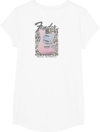 Fender Pink Grunge Leopard Guitar & Logo T-Shirt