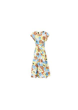 Isa Arfen Floral Wrap Belt Midi Dress Size XS