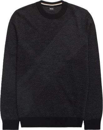 HUGO BOSS Jacquard Wollpullover - - Knitwear - Herren - Schwarzk - 2XL
