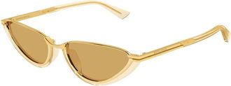 Bottega Veneta unisex, Accessoires, Jaune, Taille: 56 MM Cat Eye Lunettes de soleil