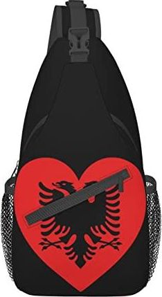 Generic Sac De Poitrine JAime Le Drapeau De LAlbanie Sac L&eacute;ger Bandouli&egrave;re Multifonctionnel Moderne Sacoche Homme, Pour Outdoor, Office, Excursion