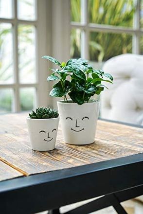 Ivyline Blumentopf, Keramik, weiß/schwarz, 9 cm