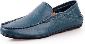 Rismart Homme Conduire Glisser sur Confort Cuir Loafers Décontractées Chaussures (Marine, 42 EU)
