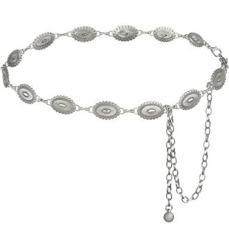 Dreshow Western Ceinture en Metal avec Concho pour Femmes Ceinture Chaine Femme Cha&icirc;ne de Taille Vintage Ajustable en Argent pour Filles pour Robes Jeans Conc