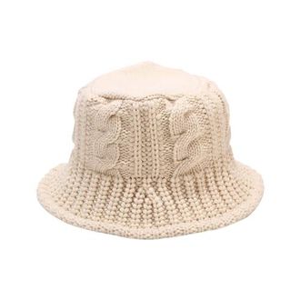 Generic Chapeau bob en tricot pour femme - Coupe-vent tiss&eacute; &agrave; la main - Chapeau de p&ecirc;cheur dhiver en fil &eacute;pais - Chapeau de pluie, beige, M