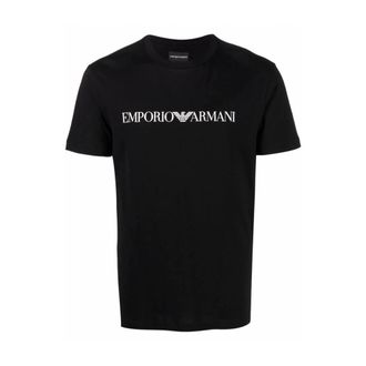 Emporio Armani Homme, Tops, Noir, Taille: L T-Shirt à Logo Imprimé