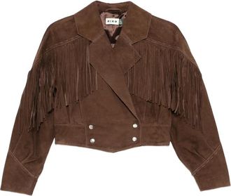 Rixo Fringe-detail Double-breasted Jacket