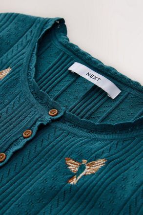 Next Strickpullover Gestricktes Henley-T-Shirt mit Pointelle (1-tlg)