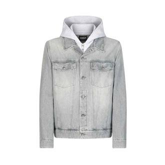 Dondup Homme, Vestes, Gris, Taille: XL Veste en jean rigide ajust&eacute;e &agrave; capuche