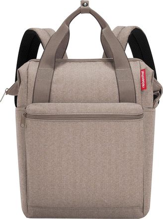 Reisenthel Allrounder R Herringbone Mokka - Rucksack und Tragetasche in einem - Mit Stecklasche für Reisetrolleys