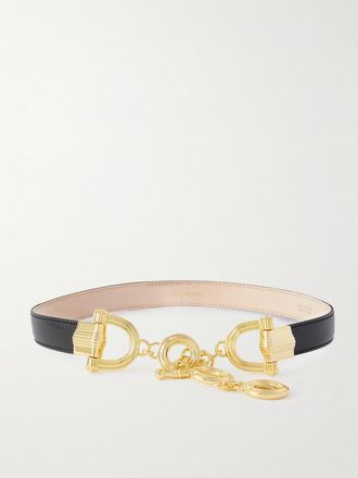Déhanche Ceinture En Cuir Et Plaqué Or Elysées - Noir
