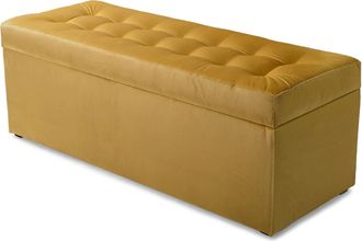 MG Design Polsterhocker 45 x 120 cm Gelb mit Stauraum (ca. 140 L), belastbar bis 300 kg, sofort einsatzbereit & pflegeleicht - für Wohnzimmer, Schlafzimmer & Fl