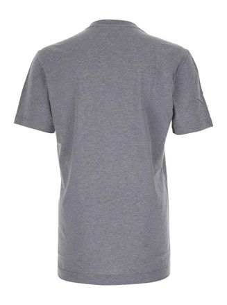 Dolce & Gabbana Mens Grey Crewneck T-Shirt With Logo Embroidery Cotton T-Shirts And Polos