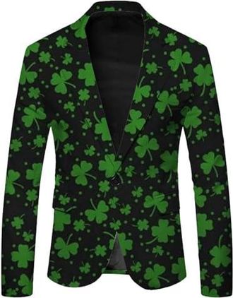 Generico Veste de sport moderne et élastique pour homme, coupe ajustée, couleur unie, coupe ajustée, coupe ajustée, coupe slim fit pour la Saint Patrick, les m