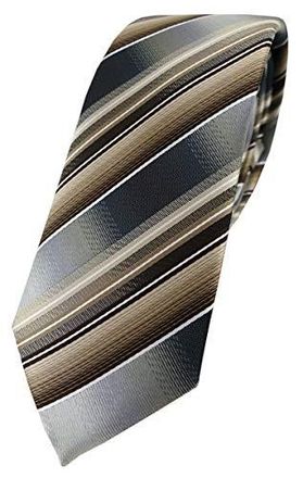 TigerTie Cravate fine design &agrave; rayures - Largeur de la cravate : 6 cm, marron, beige, argent, anthracite, gris, Krawattengr&ouml;&szlig;e: ca. L&auml;nge 150 cm, Breite 6 cm