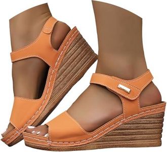 Generic Sandales compens&eacute;es pour femme 2026 habill&eacute;es d&eacute;contract&eacute;es &agrave; bout ouvert et talon bas avec sangle de cheville pour le travail de bureau, chaussures d