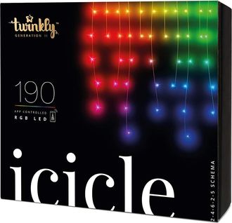 Twinkly Icicle 190 LED RGB, LED-Kaskadenlichter f&uuml;r Drau&szlig;en und Drinnen, Smarte LED-Lichterkaskade RGB, Kompatibel mit Alexa, Google Home, IP44, App-Steuerung