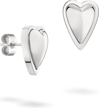 Liebeskind BERLIN Metal Heart Ohrring - Ohrstecker aus Edelstahl - Silber - 1,5 cm - Steckverschluss - wasserfest & hautfreundlich