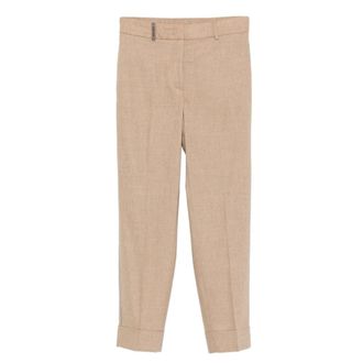PESERICO Beige Cropped Hose- Gerader Schnitt - - Trousers - Damen - Beige - XL