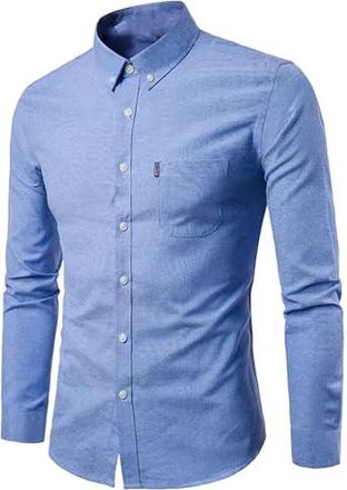 Generic Chemise Homme Slim Fit Revers Affaires Classique Travail avec Poches Manches Longues Quotidien Casual Couleur Unie Chemise Hommes