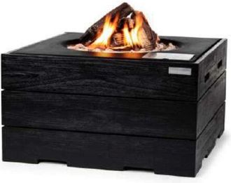 Happy Cocooning Mania Feuertisch 19,5 kW quadratisch gro&szlig; 76x76x46 cm Teak Black/schwarz - Happy Cocooning