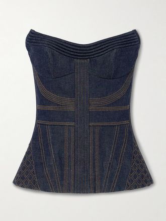 Zimmermann Bustier Aus Denim - Blau