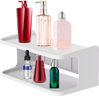 Generic Schwimmender Nachttisch - Platzsparendes Nachttischregal mit doppeltem Tablett, Wand-Organizer für Badezimmer für Telefon, Brille, Fernbedienung in de