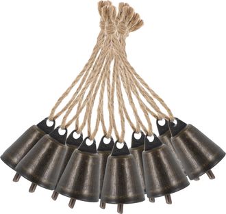 Hemobllo 10 St&uuml;ck Vintage Metallglocken mit Aufh&auml;ngeseil Windspiel Glockenanh&auml;nger H&auml;ngender Glockenschmuck f&uuml;r Weihnachtsdeko und Selbstgemacht Bastelbedarf