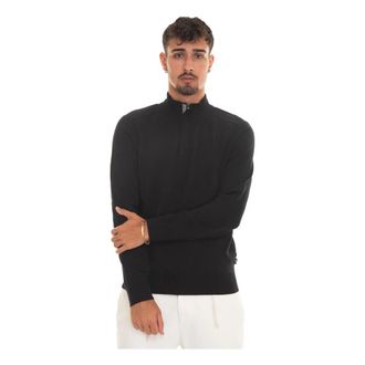 HUGO BOSS Half-Zip-Pullover mit Kontrastpaspel - - Knitwear - Herren - Schwarzk - L