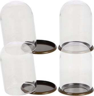 DOITOOL 4 Stück Miniatur Glasdom Metallbasis Transparente Kuppeln für Puppenhaus Klarer Glasschirm für DIY-mikrolandschaft Dekorative Abdeckung für Konservier