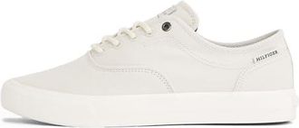 Tommy Hilfiger Baskets Vulcanisées Homme Low Oxford Twill avec Logo, Blanc (Alabaster), 41