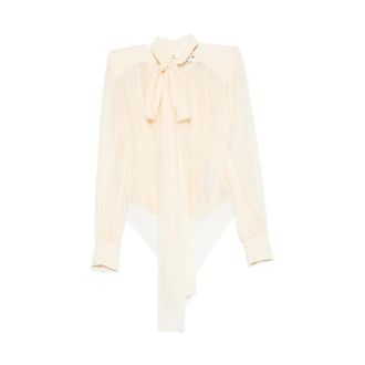 Elisabetta Franchi Butter Silk Bodyshirt - - Tops - Damen - Beige - M