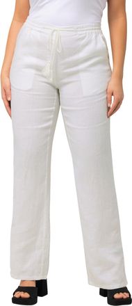 Ulla Popken Damen Leinenhose Hosen, Schneeweiß, 47W / 32L EU