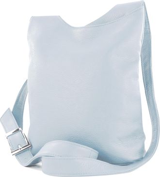 modamoda.de T221 Damen Leder Umh&auml;ngetasche, handmade in Italy (Eisblau)