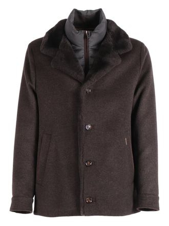 Moorer manteau boutonn&eacute; &agrave; col textur&eacute; - Marron