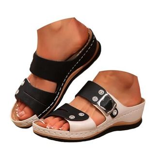 Generic Sandales compens&eacute;es orthop&eacute;diques pour femme 2026 - Sandales d&eacute;t&eacute; habill&eacute;es avec soutien de la vo&ucirc;te plantaire - Antid&eacute;rapantes et confortables - Pour