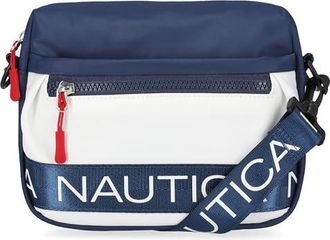 Nautica Nylon Bean Crossbody/Belt Bag with Adjustable Shoulder Strap, Bandouli&egrave;re Femme, Indigo/Blanc, Taille Unique