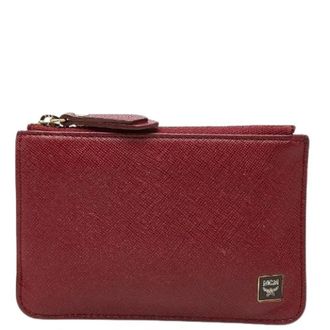MCM Portefeuille &agrave; monnaie en cuir pr&eacute;-poss&eacute;d&eacute; - Femme - Pre-owned - Rouge - Taille: ONE Size
