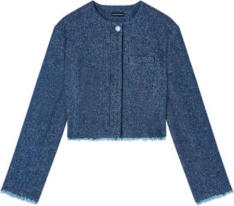 Emporio Armani Femme, Vestes, Bleu, Taille: 40 FR Veste en jean &agrave; franges