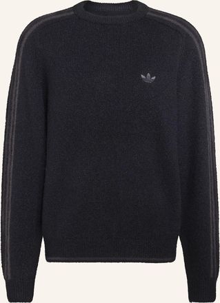 adidas Originals Adidas Originals 3 Streifen Sweatshirt, Fluffiger Strick, Rundhalsausschnitt schwarz